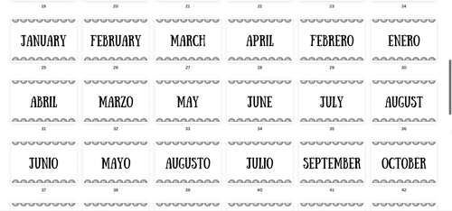 EL/ESL Flashcards Spanish/English Days of the week, Months, Colors B&W ...