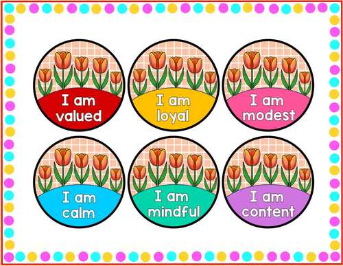 Printable Spring Positive Students' Affirmation Station Cards, Flower Cards