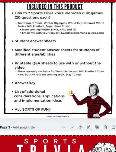 Sports Trivia Classroom Brain Breaks | 7 Engaging Quizzes + Answer ...