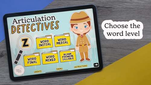 Articulation Detective - Z - with GIFs - Boom Cards™ and PowerPoint