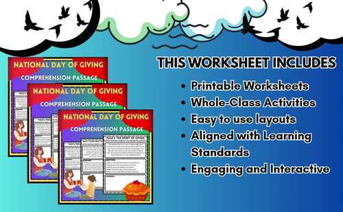 National Day of Giving Activities: 20 Short Passages with Questions ...