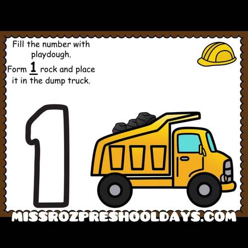 Construction Playdough Counting Cards by Miss Roz Preschool Days