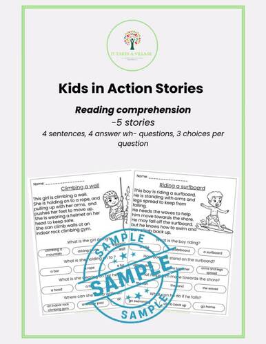 Reading comprehension-Active Kids -10- 4 sentence stories with 4 mc ...