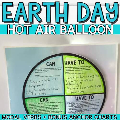 3D Earth Day Hot Air Balloon - ESL Writing Activity Craft Modal Verbs