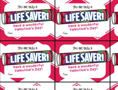 Lifesavers Valentine's Day Gift Tag- You are truly a Lifesaver! Have a ...