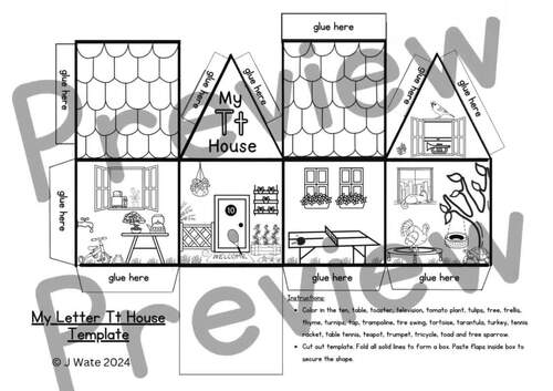Alphabet Crafts 3D House Worksheets Letter T Activities & T Letter ...