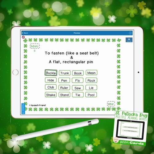 St. Patrick's Day Multiple Meaning Words Boom Cards by Speech Friend