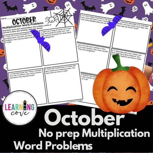 October Multiplication Word Problems by Learning Cove | TPT