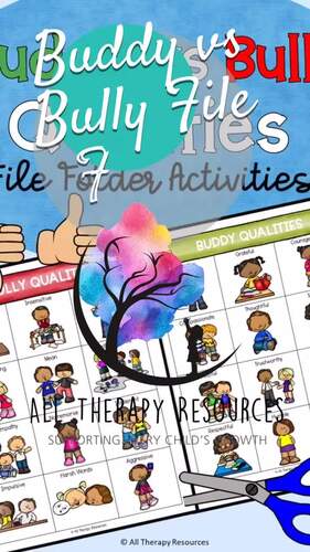 BULLYING Lessons File Folder - Buddy vs Bully Bullying I Counseling Lesson