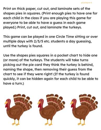 Find the Hidden Turkey - Thanksgiving Circle Time Pre-School Shapes ...