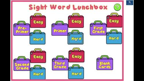 Sight Words Game - Build a Lunchbox - Back to school - Dolch Sight Words