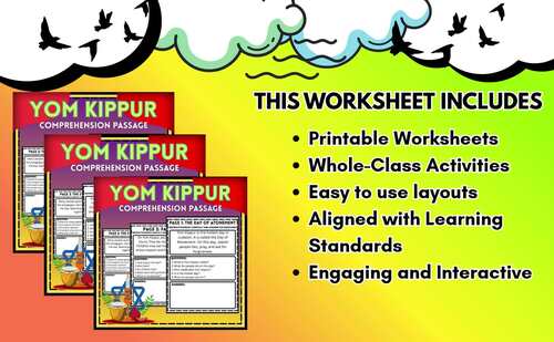 20 Yom Kippur Reading Passages & Comprehension Questions | Jewish Holidays