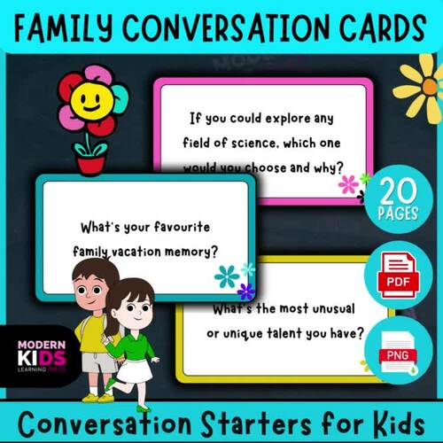 40 Family Conversation Cards for Kids - Conversation Starters for Kids