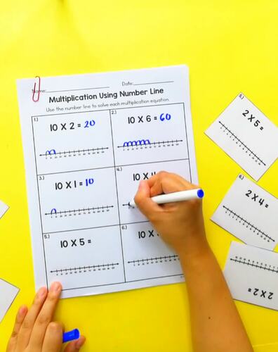 Multiplication Using Number Line Worksheet by The Joy in Teaching