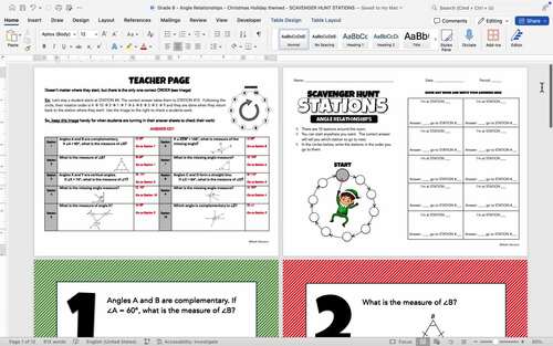 8th Grade Math Christmas: STATIONS Review Activity (Angle Relationships ...