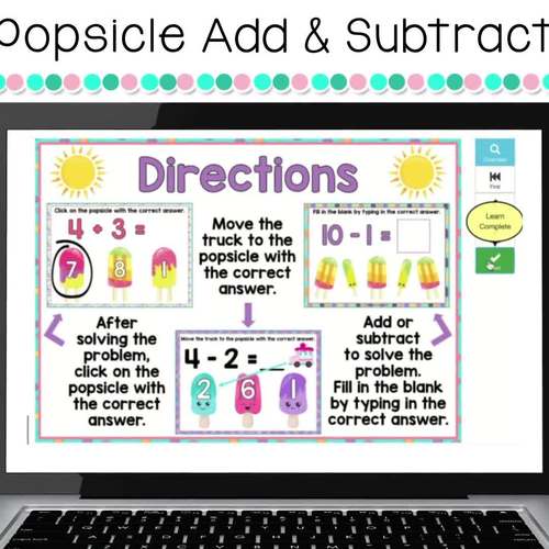 Popsicle Addition and Subtraction Fact Fluency through 10 Boom Cards™