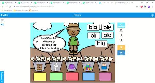 BOOM CARDS lectura sílabas trabadas en español- Spanish Blends Distance ...