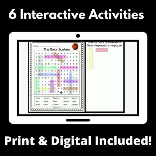 Solar System Theme Printable & Digital Vocabulary Activities (distance ...