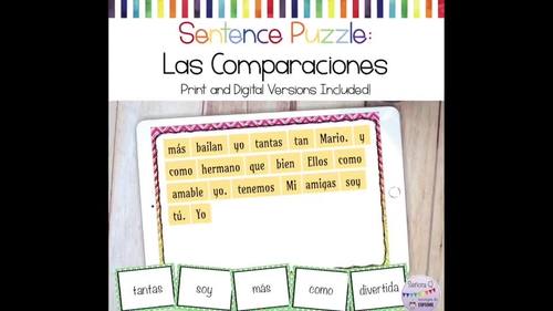 Spanish Comparisons Scrambled Sentences Puzzle by SenoraQ | TPT