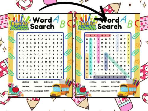 Engaging Back to School Word Search | Vocabulary Puzzle Game for Students