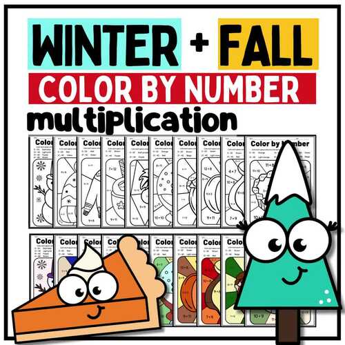 ️ Winter & fall Multiplication Color by Number Practice ...