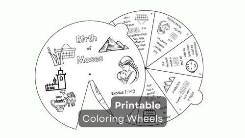 Birth of Moses Coloring Wheel, Kids Sunday School Lesson, Moses in ...