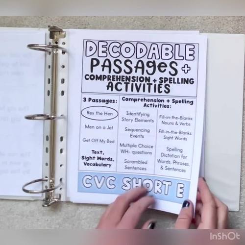 Decodable Passages CVC E with Reading Comprehension, Spelling Activities