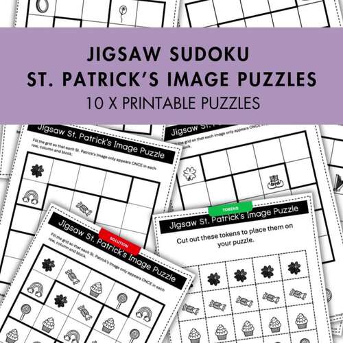 Printable Jigsaw Sudoku-Style St. Patrick's-Themed Image Puzzles – Ages 11+