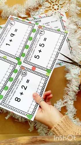 Christmas Math Practise Activities Addition Centers Task Cards Kindergarten