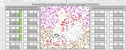Digital Math Pixel Art | 4th Grade Fluency Practice - Fractions and ...