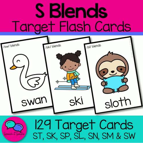S Blends Articulation Target Cards - Artic - Apraxia - Phonology ...