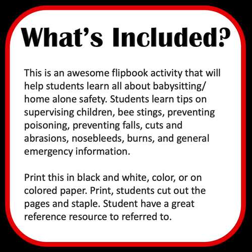 Babysitting & Home Alone Safety Informative Flipbook | FACS, FCS, Life ...