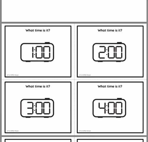 Digital Telling Time on a Clock Task Cards for Special Education