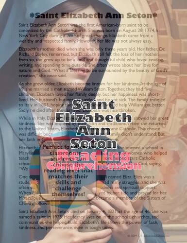 Saint Elizabeth Ann Seton Reading Comprehension - Catholic Schools Lesson