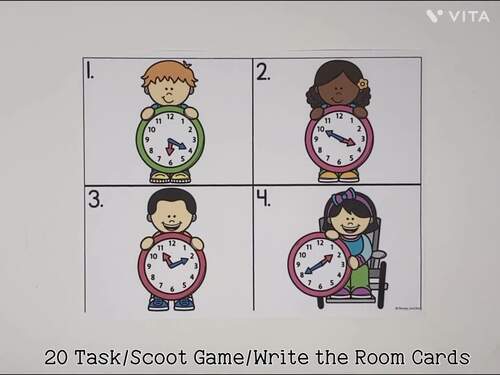 Telling Time to the Nearest Five Minutes Scoot Game Task Cards Math ...