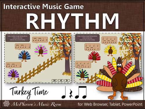 Thanksgiving Music Eighth Notes Interactive Rhythm Game {Turkey Time}