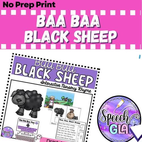 Baa Baa Black Sheep Adaptive Unit (+ Boom Cards) by Speech Glam | TPT
