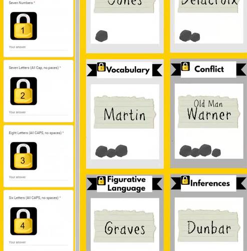 The Lottery by Shirley Jackson Escape Room Breakout Lesson Activities