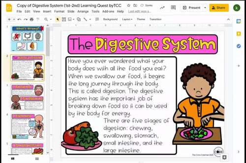 Digestive System Independent Work - Human Body Print & Digital Activities