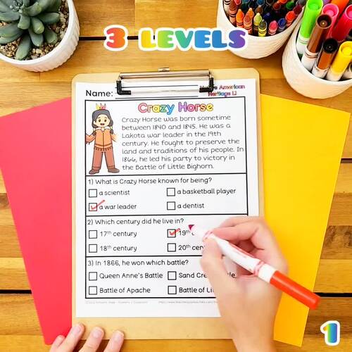 Native American Leaders Reading Comprehension Worksheets for Social Studies