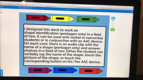 SPEECH THERAPY/ABA/AAC BOOM CARDS™: ID PENTAGON SHAPE - FIELD OF 2