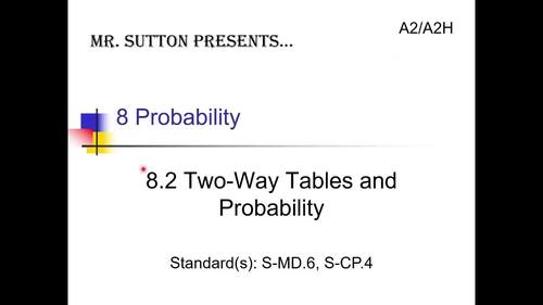 Two-Way Tables and Probability by Mr Sutton Presents | TPT
