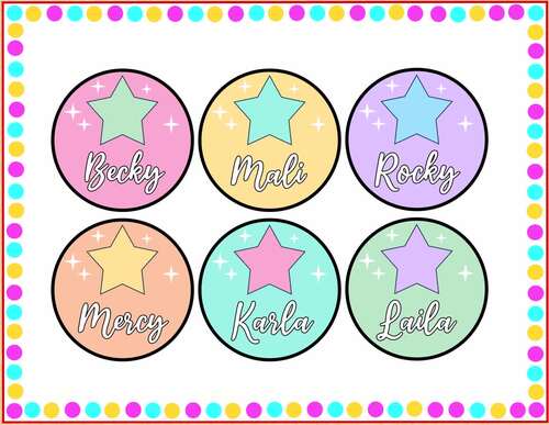 Printable Colorful Stars Student Name Labels, Star Nametags, Star Cubby ...