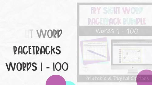 Fry Sight Word Fluency Racetrack Bundle | Words 1 - 100 | Printable