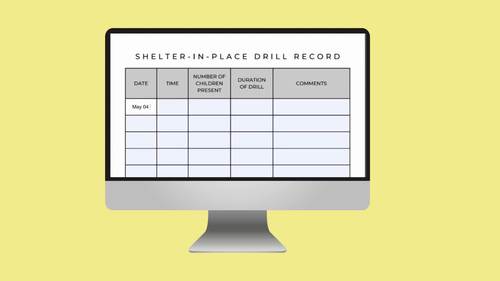 Shelter In Place Drill Record | Daycare Forms | Childcare Forms | TPT