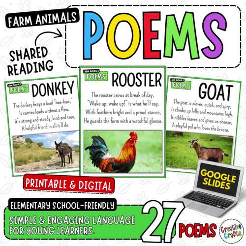 Farm Animals Shared Reading Poems, Print & Digital Resource | TPT