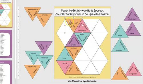 Spanish DIGITAL Puzzles LOS MUEBLES en la CASA house furniture vocab