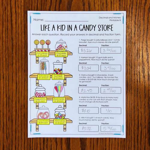 4th Grade Math Printables Differentiated Math Centers Math Spiral ...