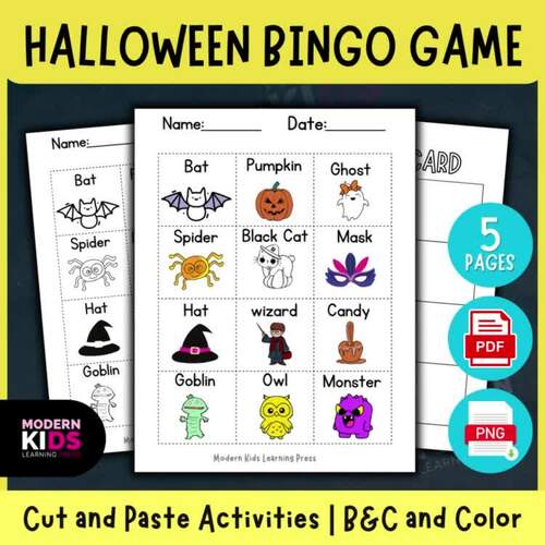 Halloween Bingo Game | Cut and Paste Activities by ModernKids LearningPress