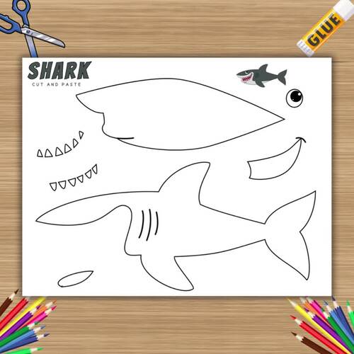 Shark Craft Activity | Cut and Paste Ocean Animal Craft | Fine Motor Skills